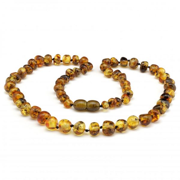 Colar de âmbar adulto barroco green claro polido - Âmbar Báltico Original