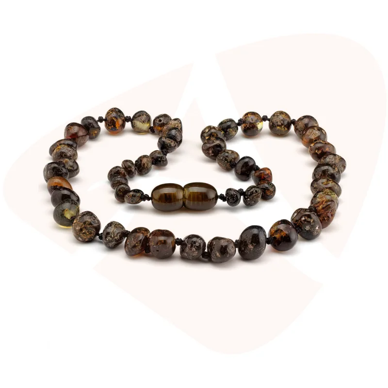 Colar de âmbar criança barroco green escuro curativo polido - Âmbar ...