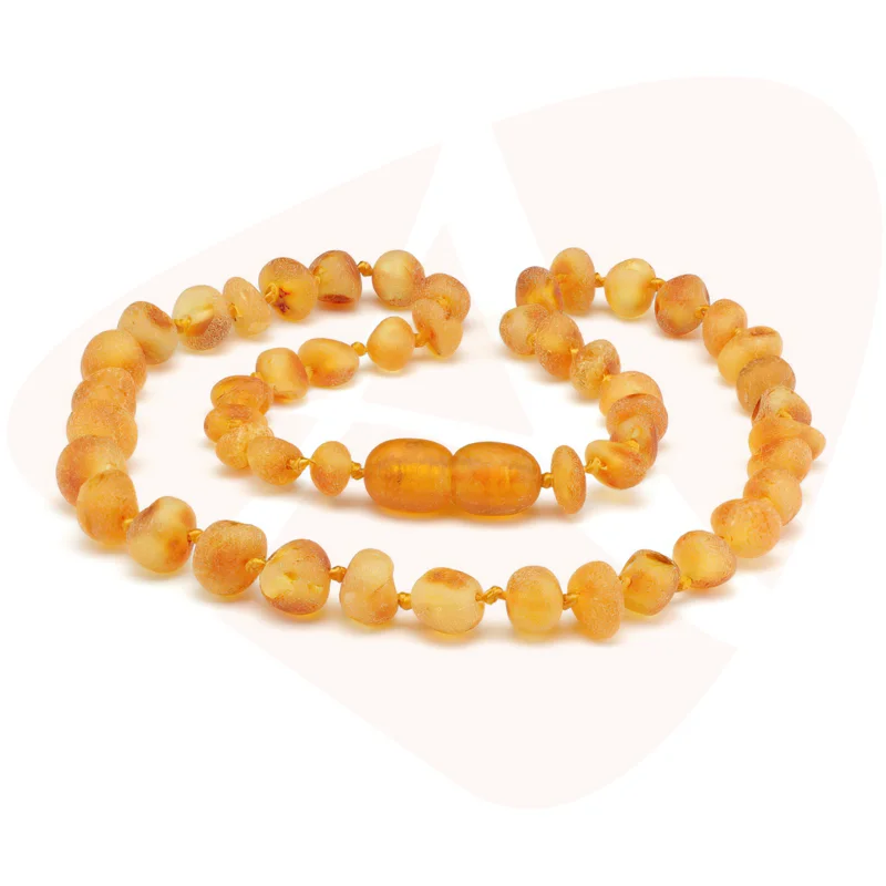 Colar de âmbar bebê barroco mel rústico - Âmbar Báltico Original