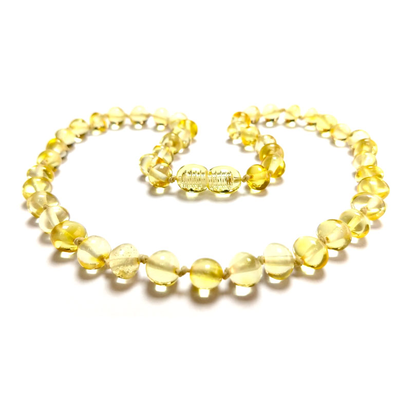 Colar de âmbar bebê barroco limão polido - Âmbar Báltico Original